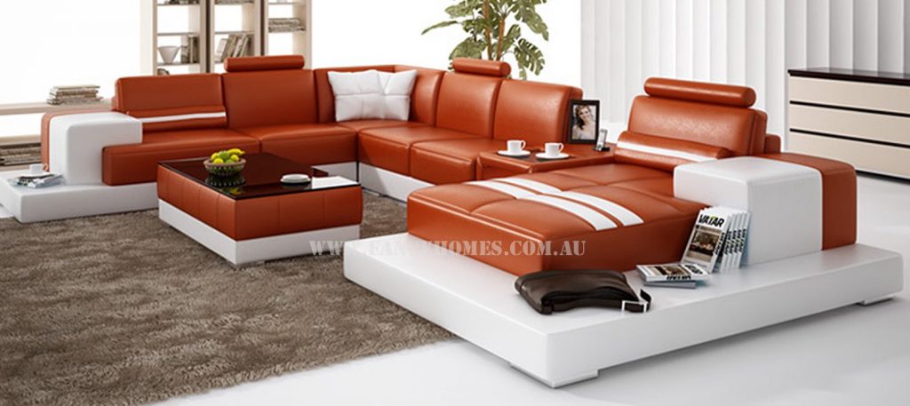 Buy Evelyn Contemporary Modular Leather Sofa | Fancy Homes