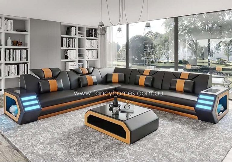 Buy Skylar-B Contemporary Corner Leather Sofa | Fancy Homes
