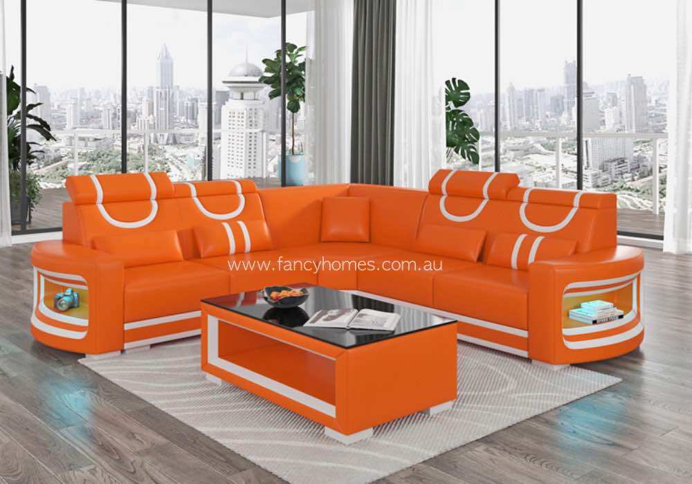 Buy Calista-B Contemporary Corner Leather Sofa | Fancy Homes