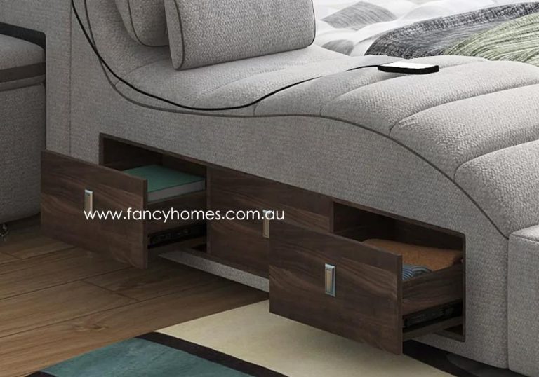 Buy Lucia Multi-functional Leather Bed Frame With Dresser | Fancy Homes